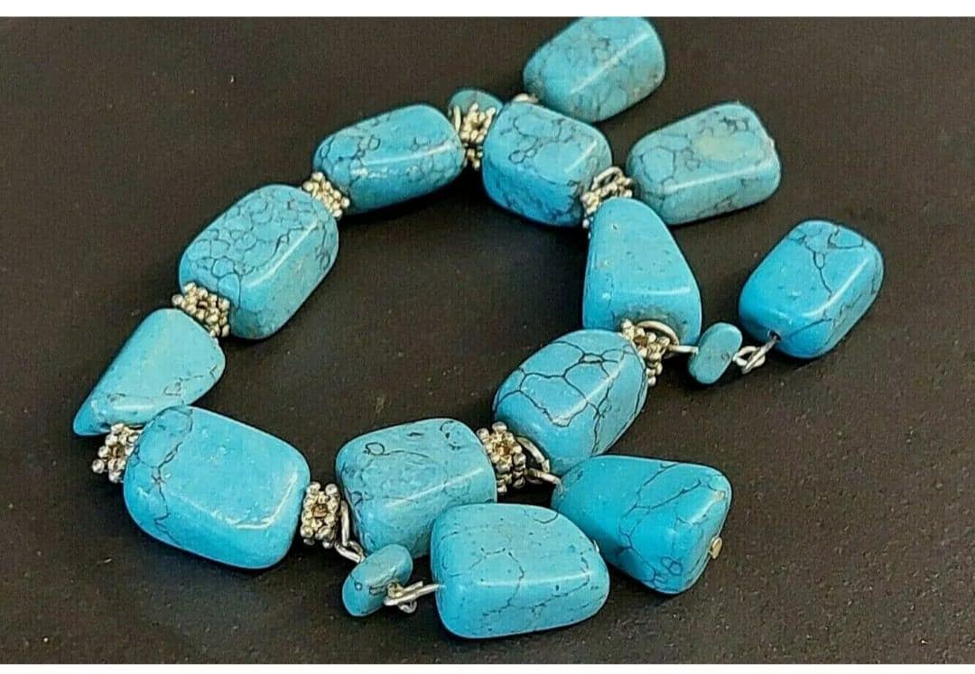 BRACELET NATURAL Eilat Turquoise Stone Timna King Solomon Mines Jewish ...