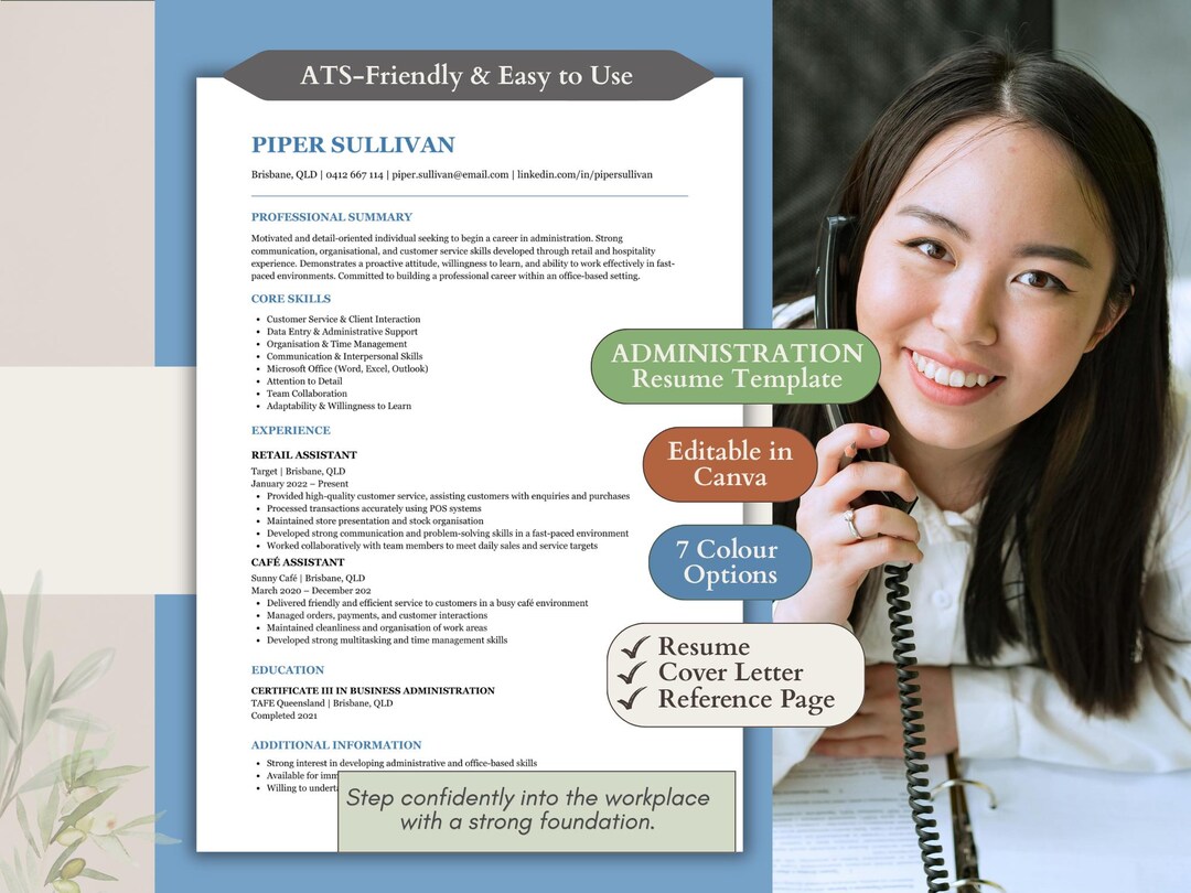 Entry Level Admin Resume Bundle | Entry Level Admin Cv + Cover Letter ...