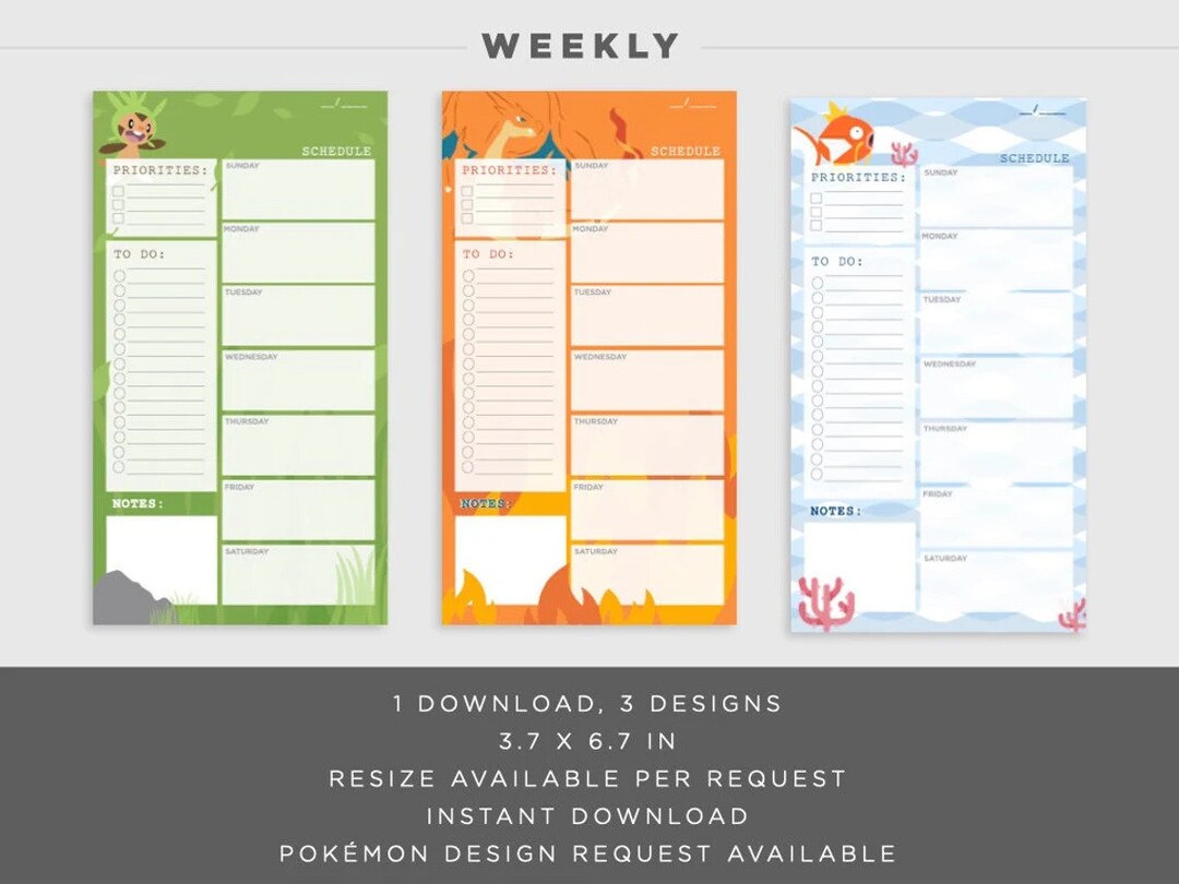 Pokemon Digital Planner Pokemon Printable Undated Digital Pokemon ...