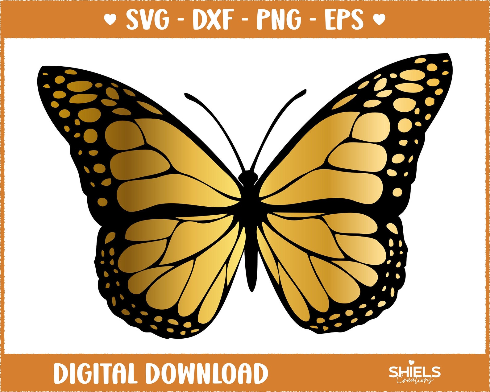Colorful Butterfly SVG Cut File Golden Monarch Butterfly PNG - Etsy