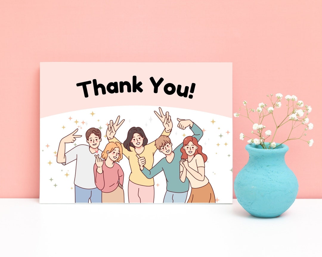 Thank You Card, Printable Appreciation Card for Friends, Colleagues or ...