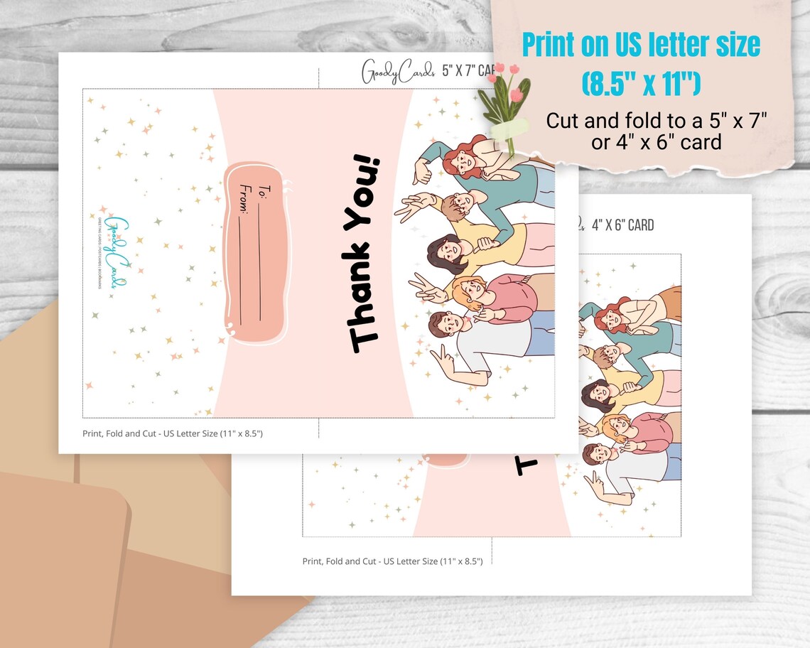 Thank You Card, Printable Appreciation Card for Friends, Colleagues or ...