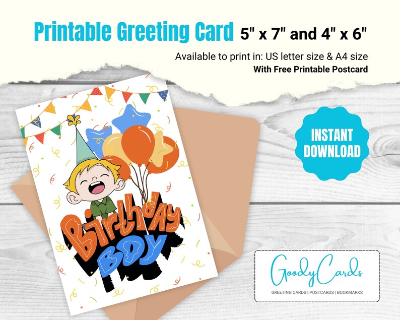 Printable Birthday Card for Boys, Bday Greeting, Son Birthday, Fun ...