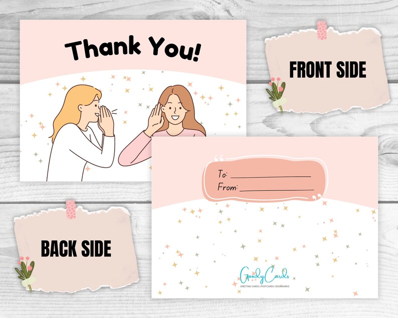 Thank You Card, Printable Appreciation Card for Friends, Colleagues or ...