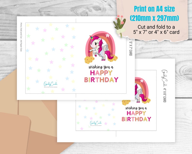 Printable Birthday Card, Unicorn Birthday for Daughter, Son, Friend ...