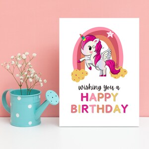 Printable Birthday Card, Unicorn Birthday for Daughter, Son, Friend ...