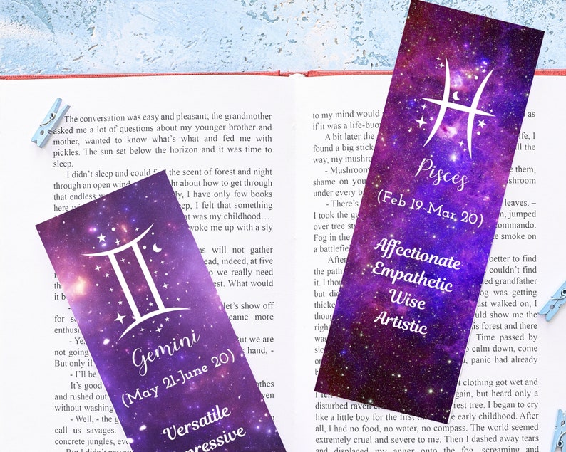 Zodiac Signs Bookmarks Collection, Digital Printable Bookmarks, Digital ...