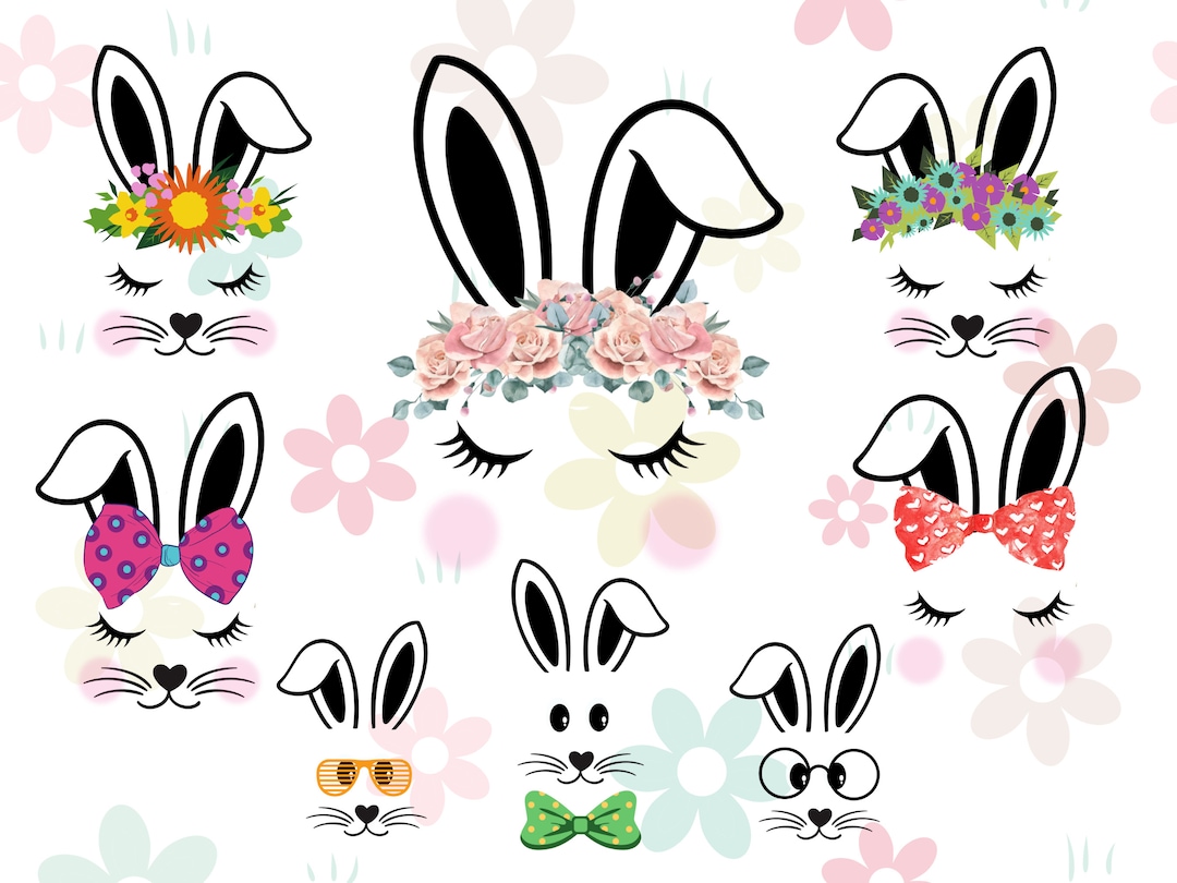 Easter Bunny Face Svg Bundlebunny Ears Svgbunny Face - Etsy