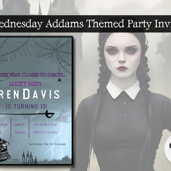 Wednesday Addams Party Digital Invite - Etsy