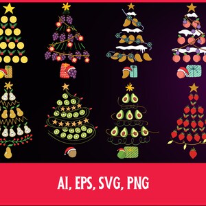 20 Fruit Christmas Trees Pdf Eps SVG and PNG Files Fruit - Etsy