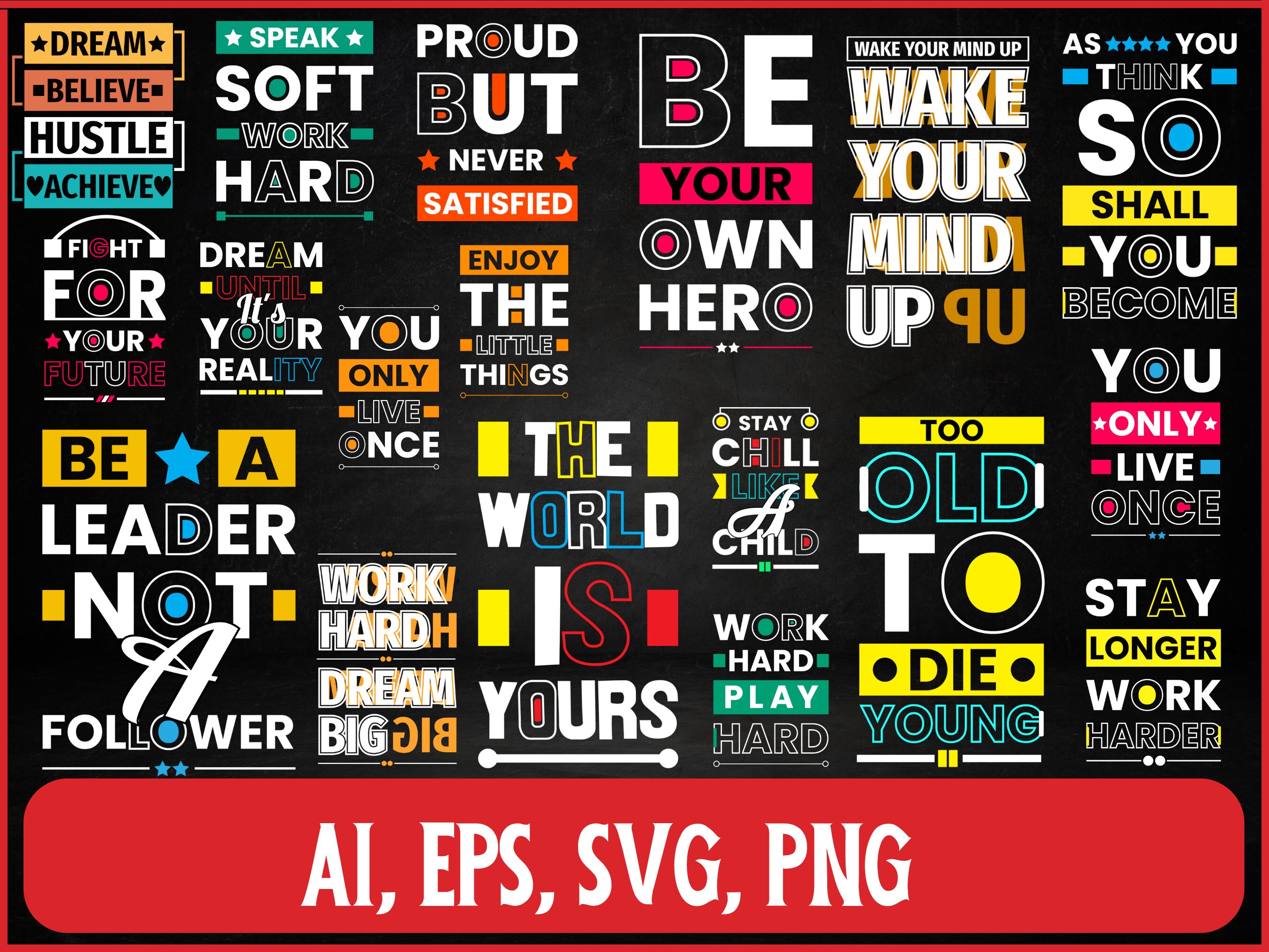 45 Positive Quotes Svg Inspirational Svg Bundle Motivational Quotes Svg ...