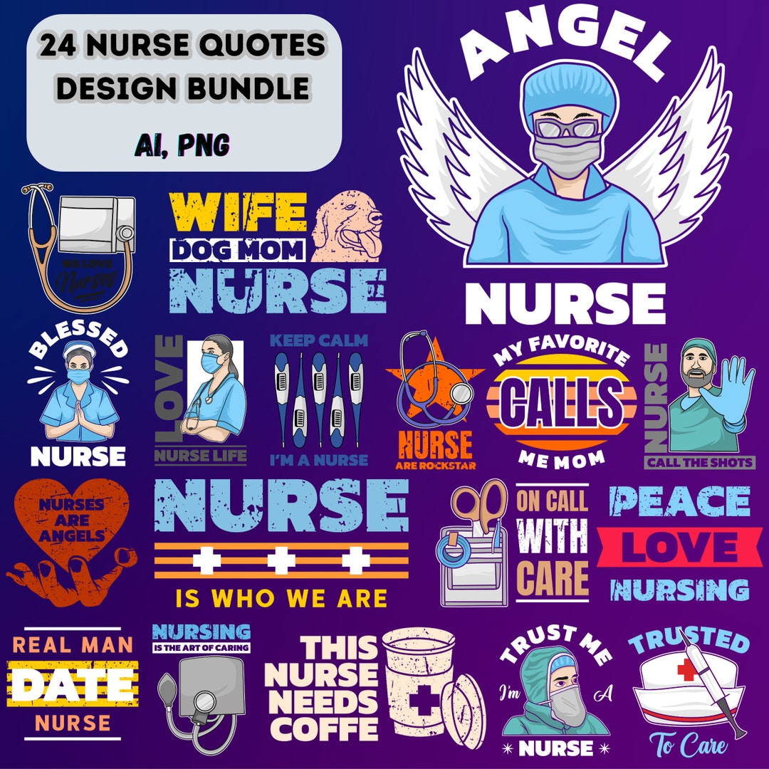 24 Nursing Svg Instant Download Commercial Use Nurse Png Cut Files for ...
