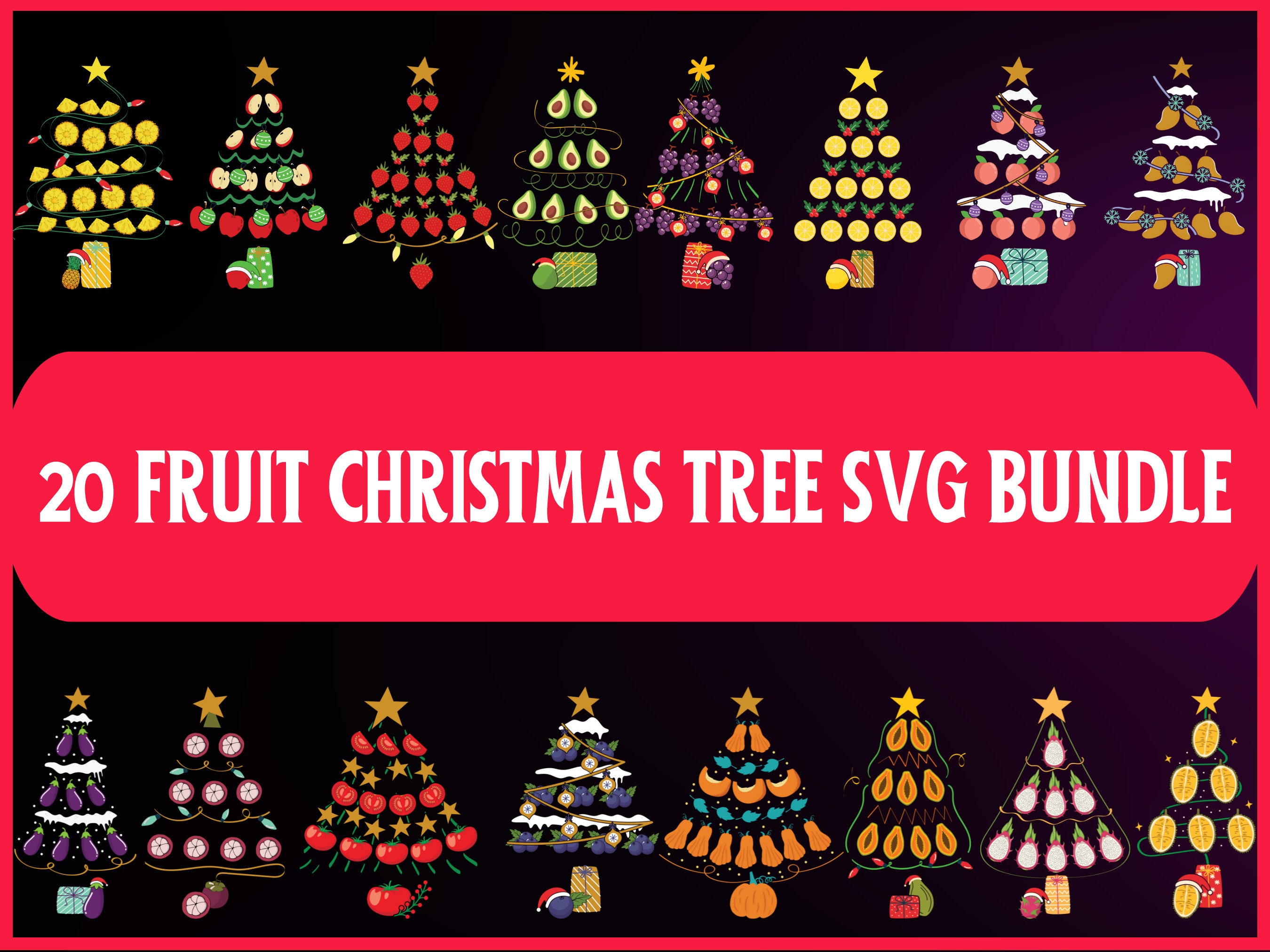 20 Fruit Christmas Trees Pdf Eps SVG and PNG Files Fruit - Etsy