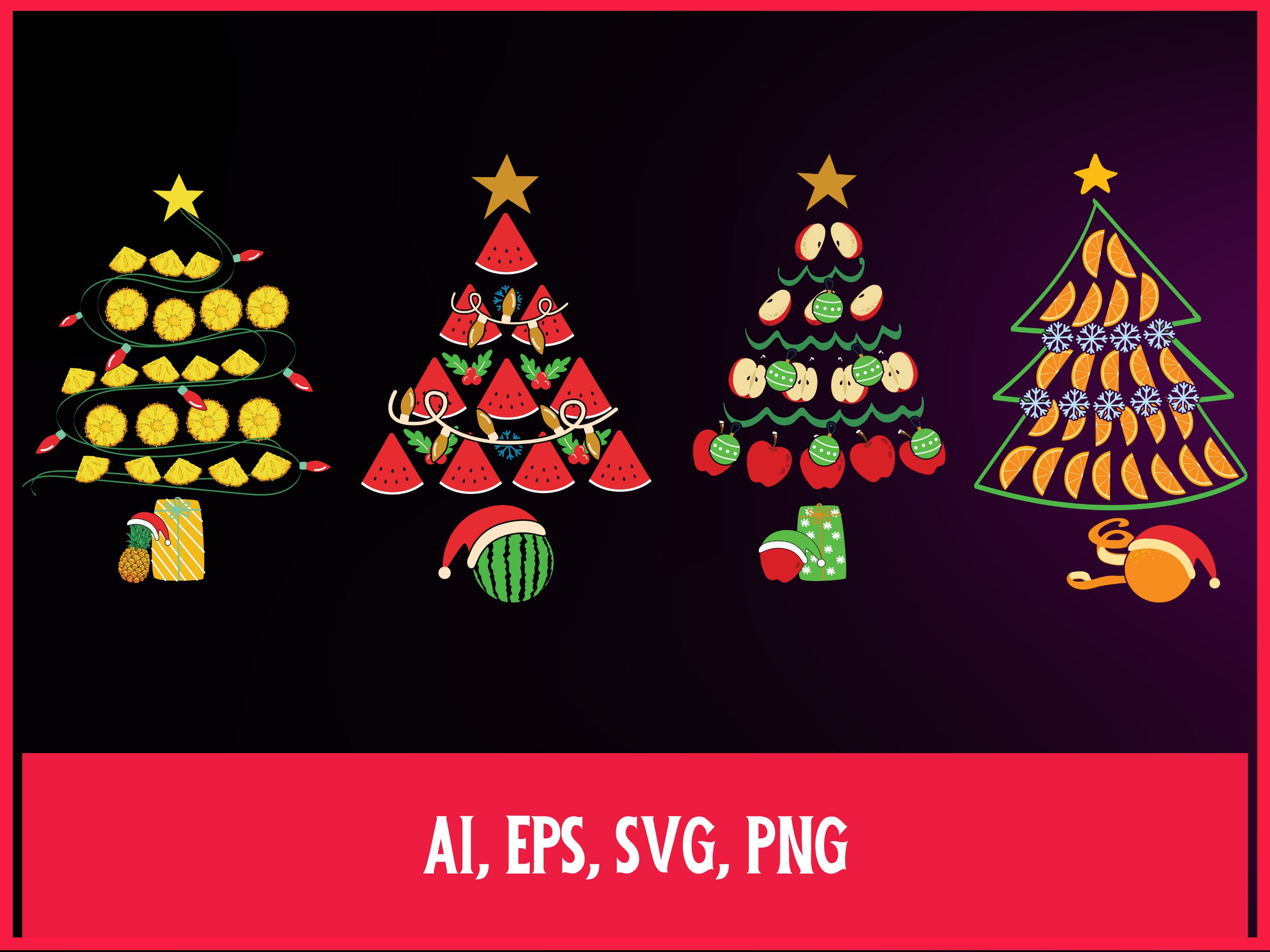 20 Fruit Christmas Trees Pdf Eps SVG and PNG Files Fruit - Etsy