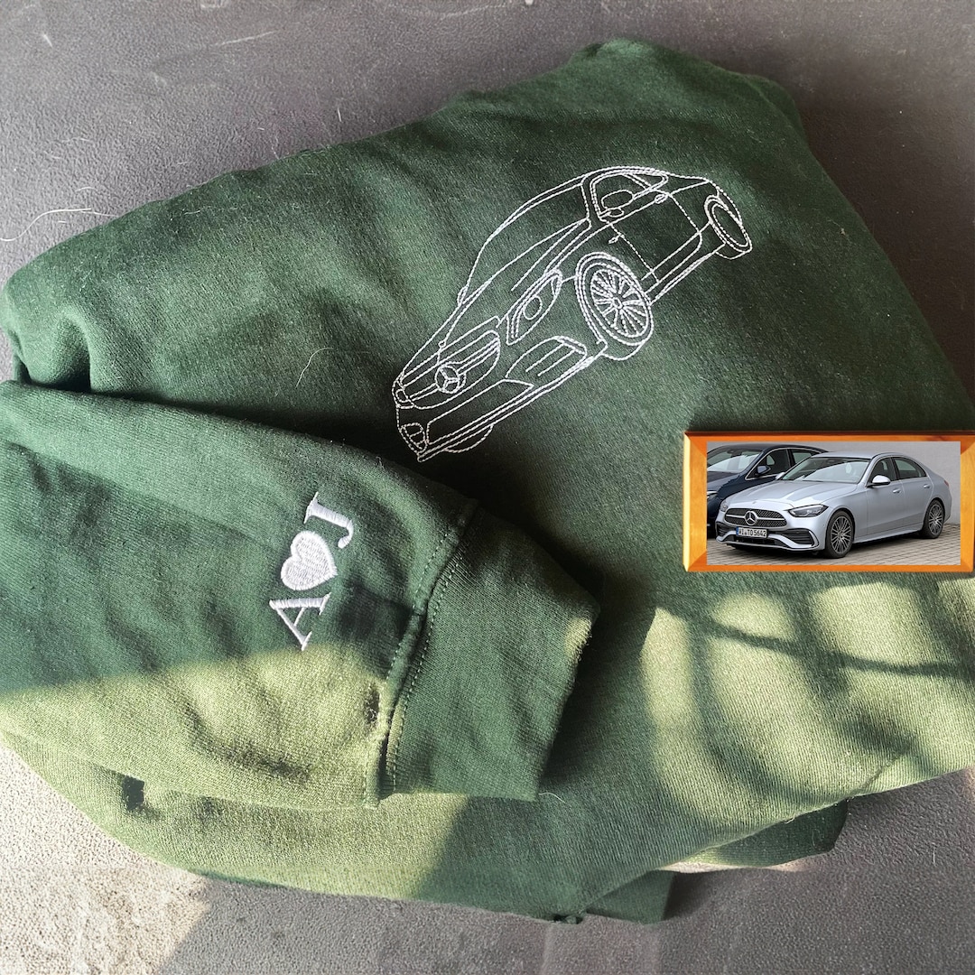 Custom Embroidered Car Outline Sweatshirt From Your Photo, Embroidered ...