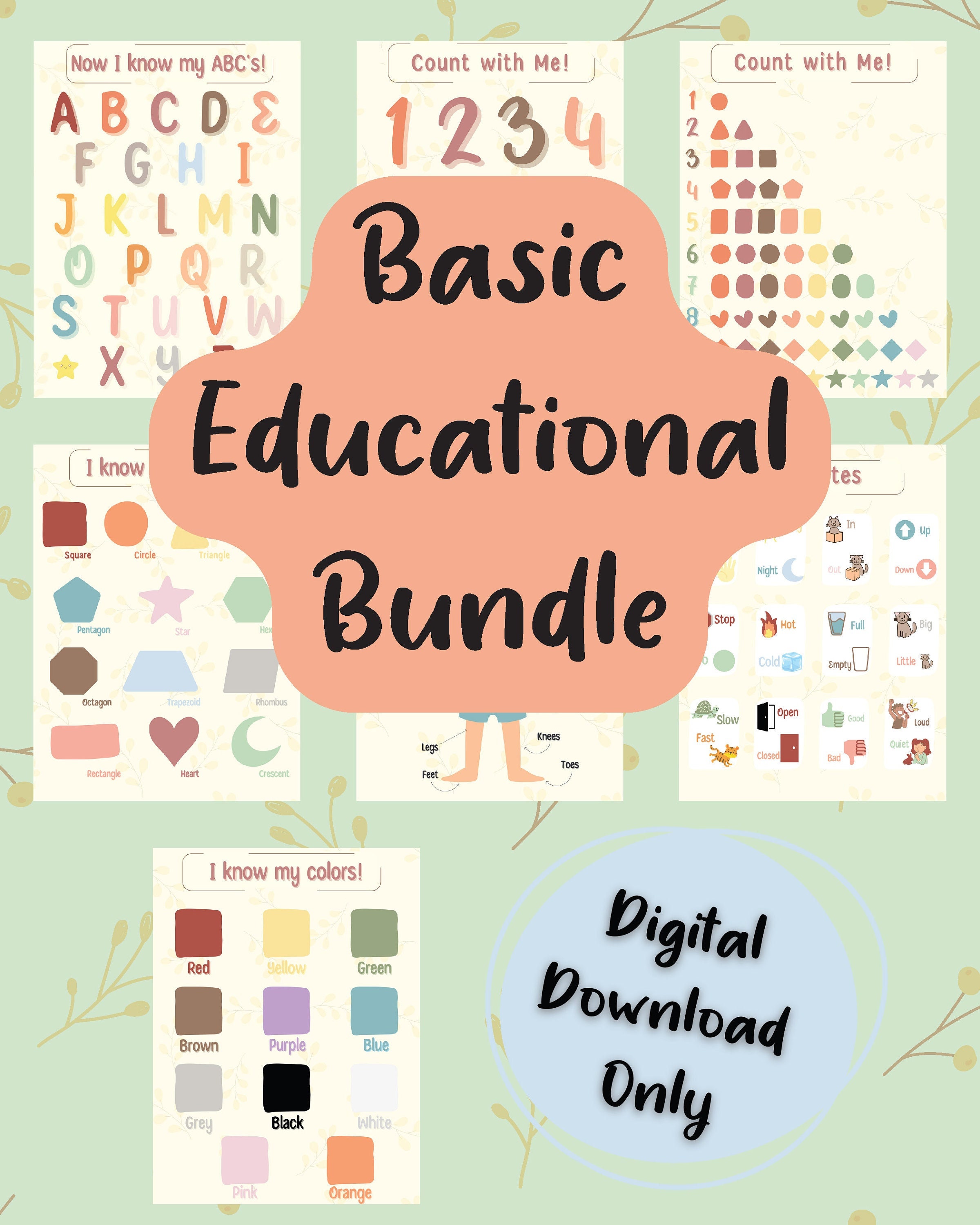 Educational Printables Bundle of 7 Posters for Preschool and - Etsy