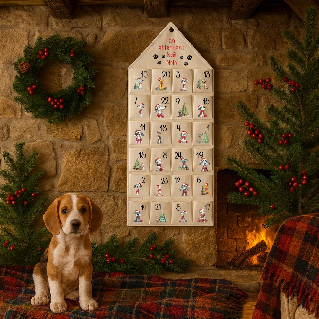 Personalized Advent Calendar for Dogs – 24 Fabric Pockets – Reusable ...