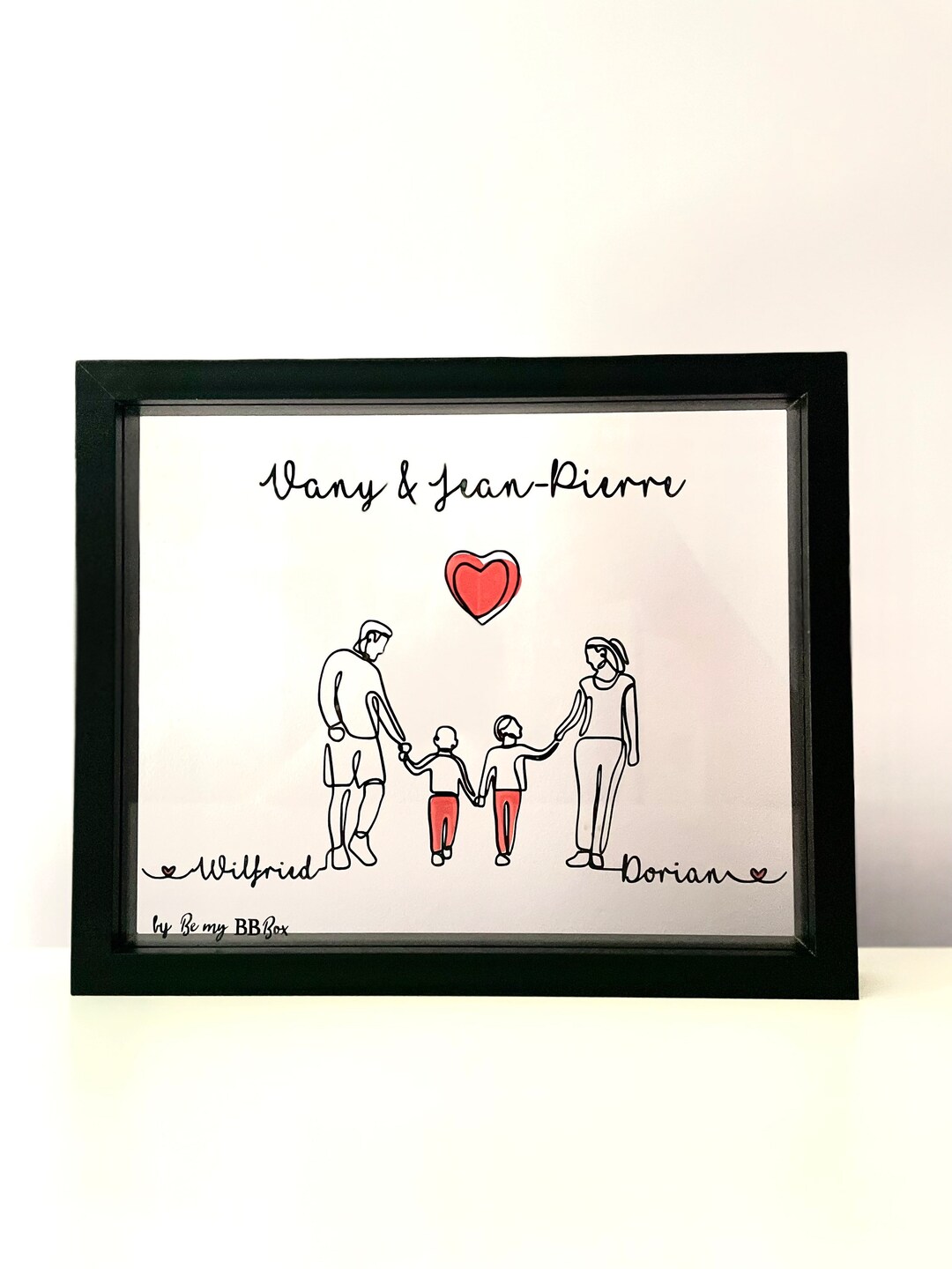 Cadre a personnaliser au trait continu d'un couple mixte avec deux ...