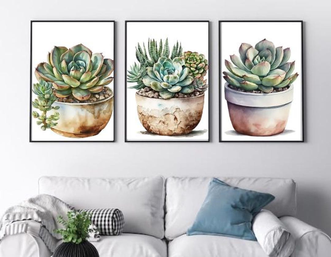 Set of 3 Succulent Plant Posters | Digital PDF Print | Modern Botanical ...
