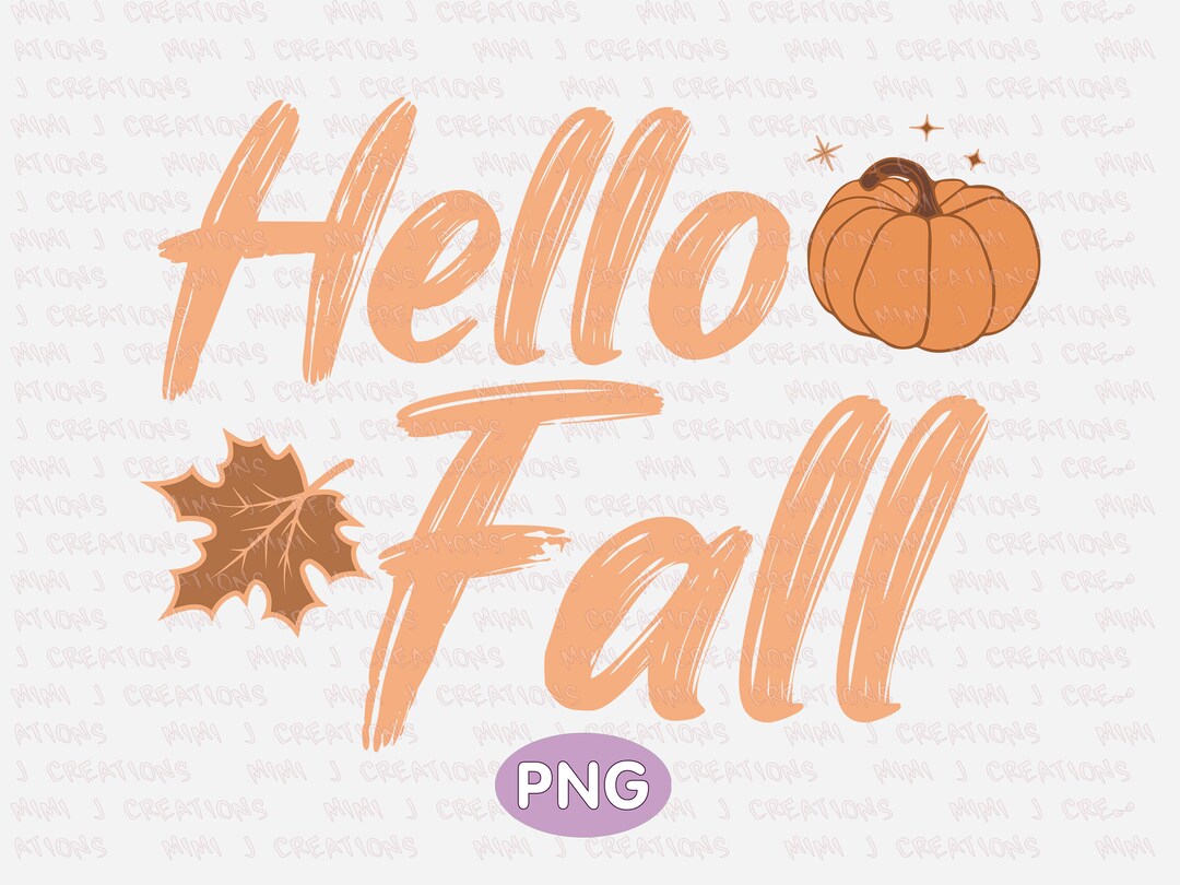 Hello Fall PNG, Pumpkin Png, Fall Png, Thanksgiving Pumpkin Png, Retro Fall PNG, Fall Pumpkin ...
