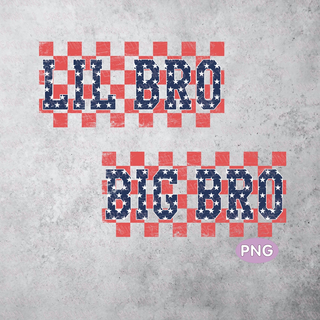 Checkered Big Brother/little Brother PNG Bundle: Distressed Sublimation ...
