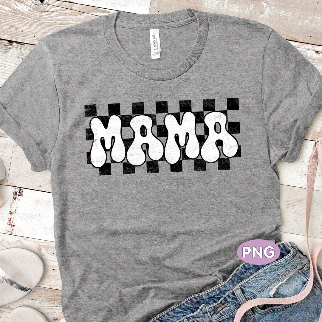 Retro Checkered Mama PNG, Cool Mom PNG, White and Black Distressed Mama ...