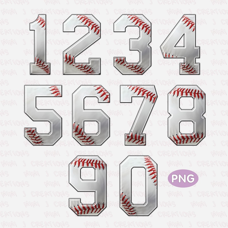 Baseball Numbers PNG: Stitched Font Clip Art (digital Download) - Etsy