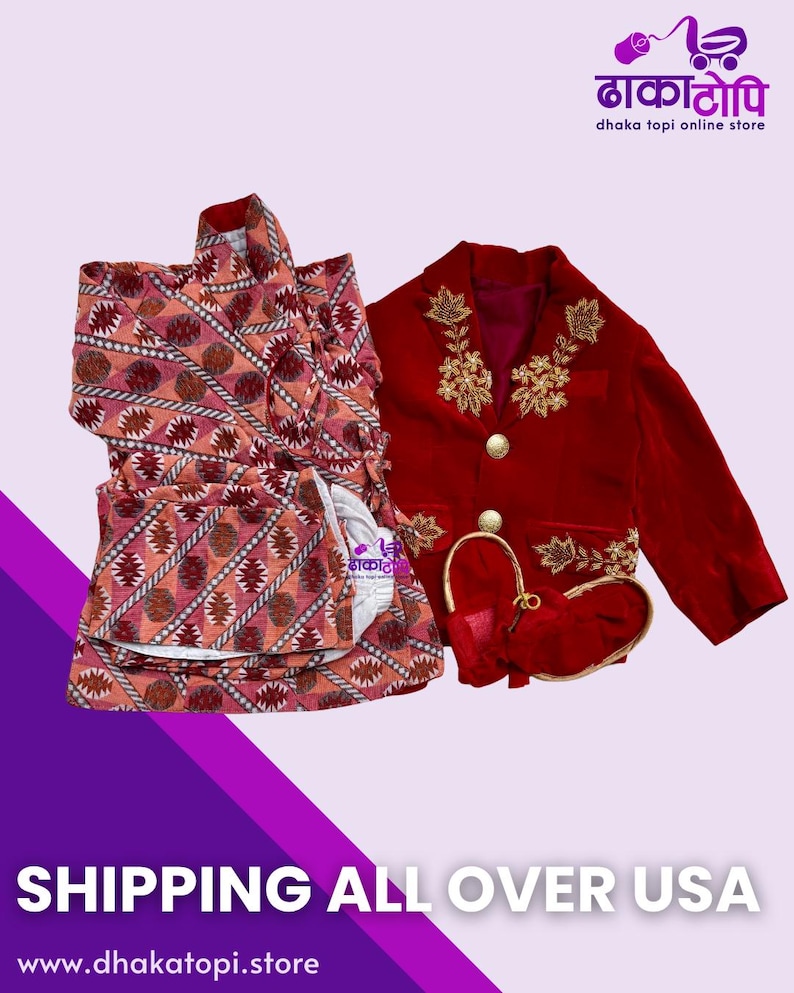 Traditional Nepali Baby Boy Pasni Set – Dhaka Daura Suruwal With ...