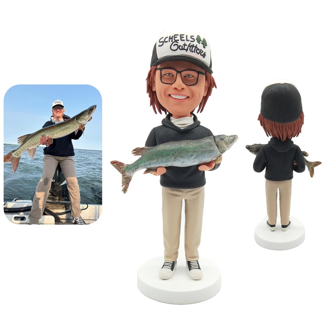 Customised Fisherman Bobblehead, Custom Fishing Bobbleheads, Fishing ...