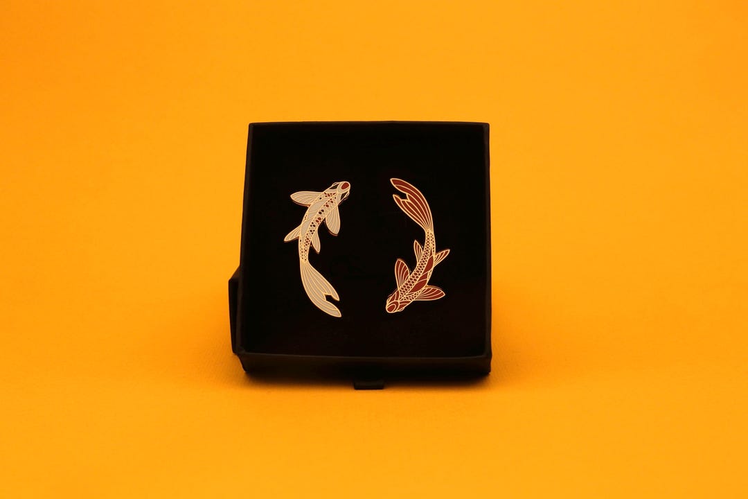 2 Koi Fish Enamel Pins , Pisces, Yin Yang - Etsy