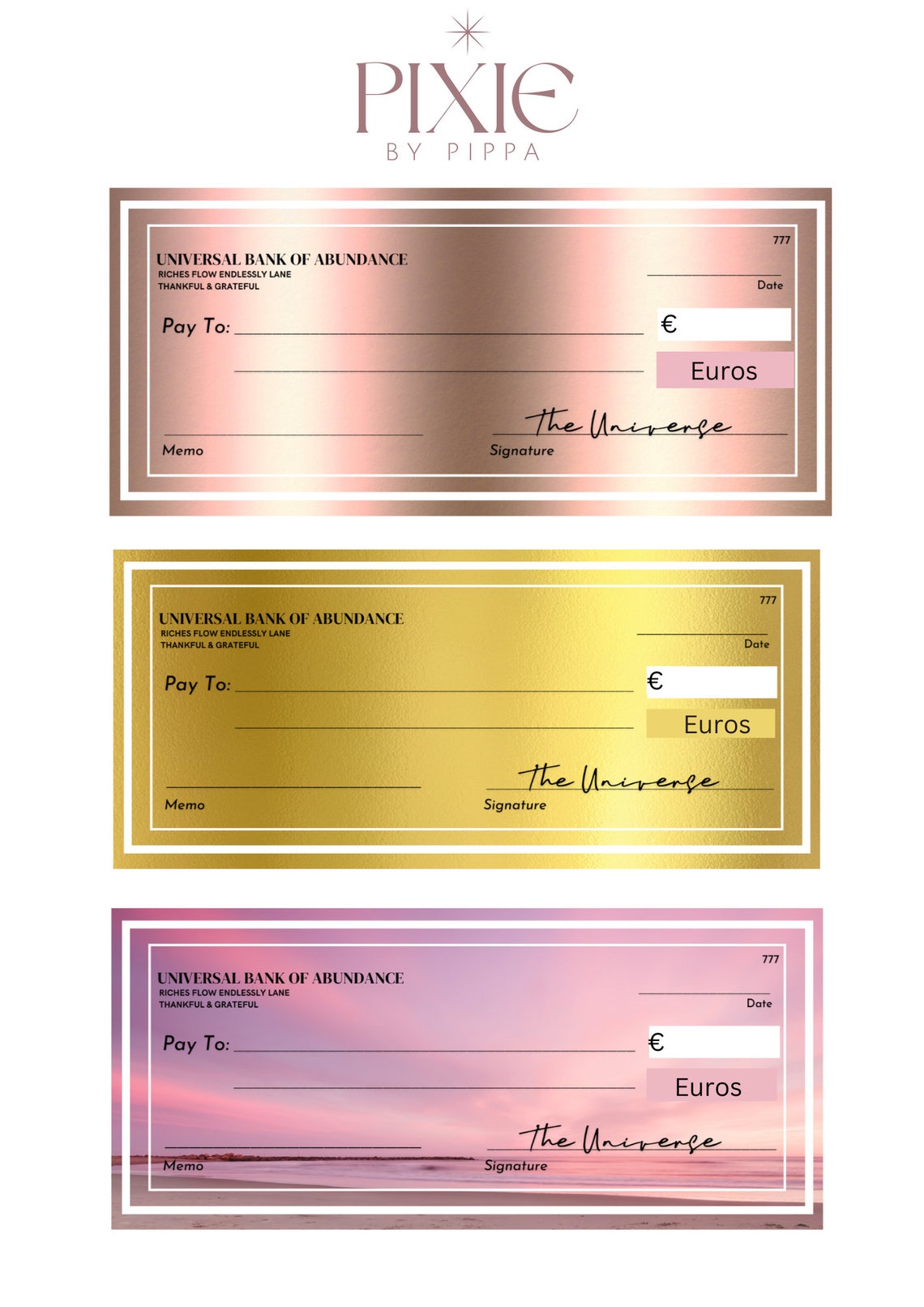 Law of Attraction Money Manifesting Blank Check/ Cheque- Blank (GBP ...