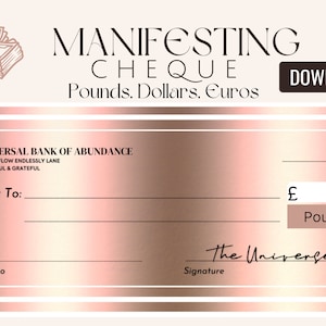Law of Attraction Money Manifesting Blank Check/ Cheque- Blank (GBP ...