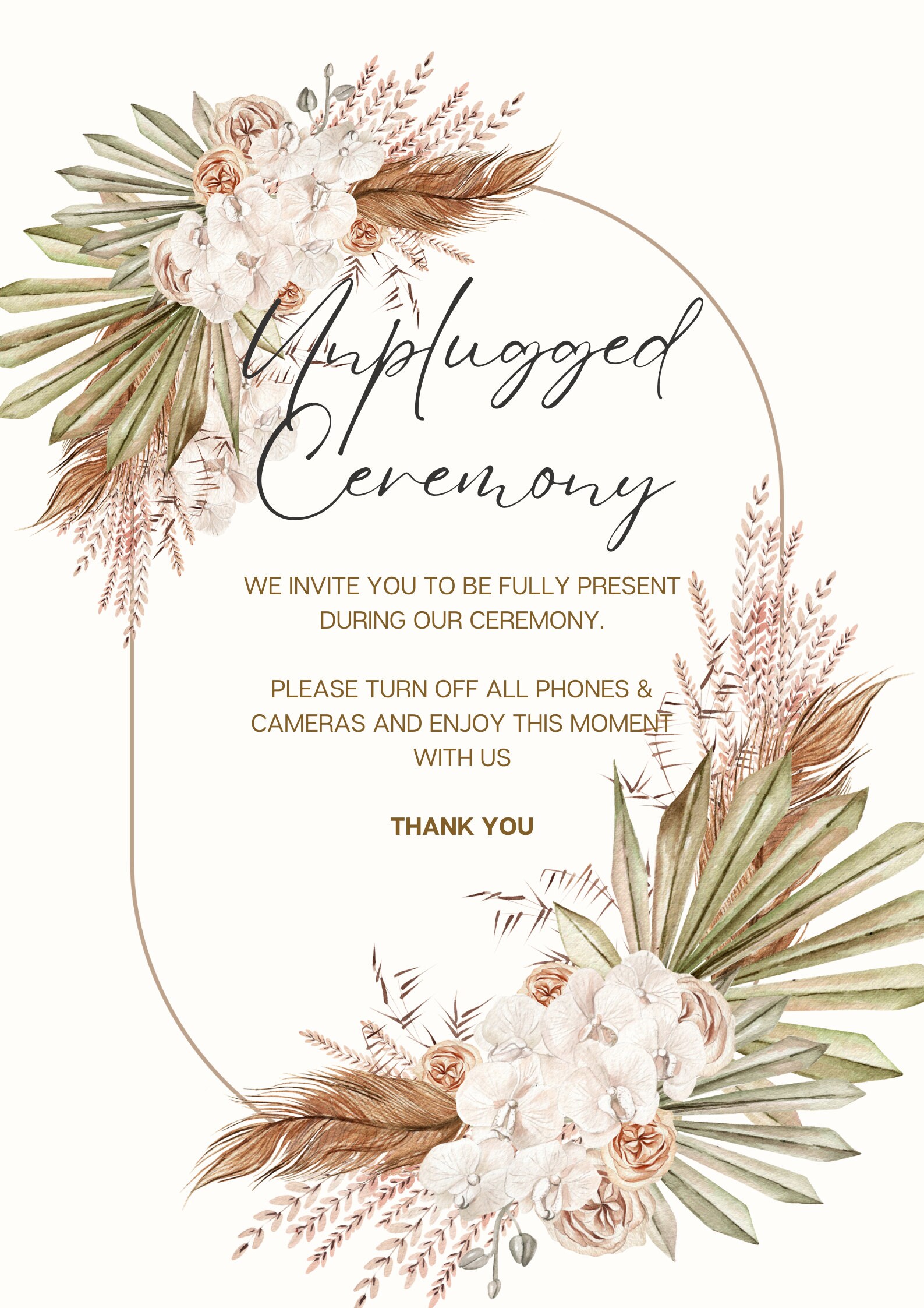 Rustic Unplugged Ceremony Sign - Instant Download - Etsy