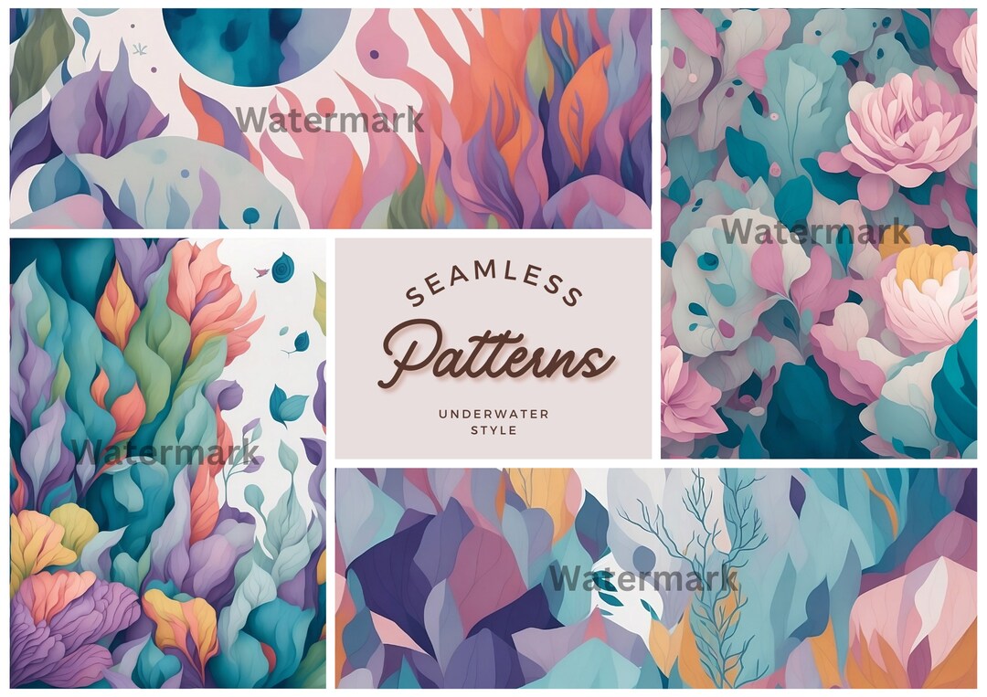 10 Seamless Underwater World Pattern Colorful Waterworld - Etsy