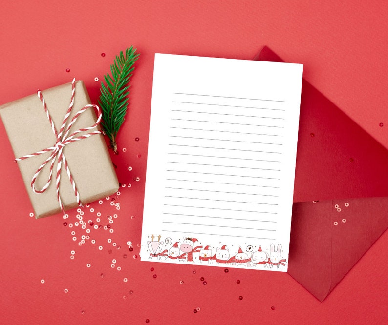 Christmas Printable Writing Paper Letter Writing Paper Lined - Etsy