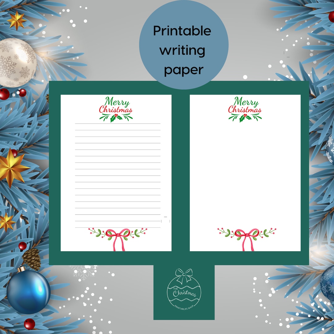 Christmas Printable Writing Paper Letter Writing Paper Lined and Plain ...
