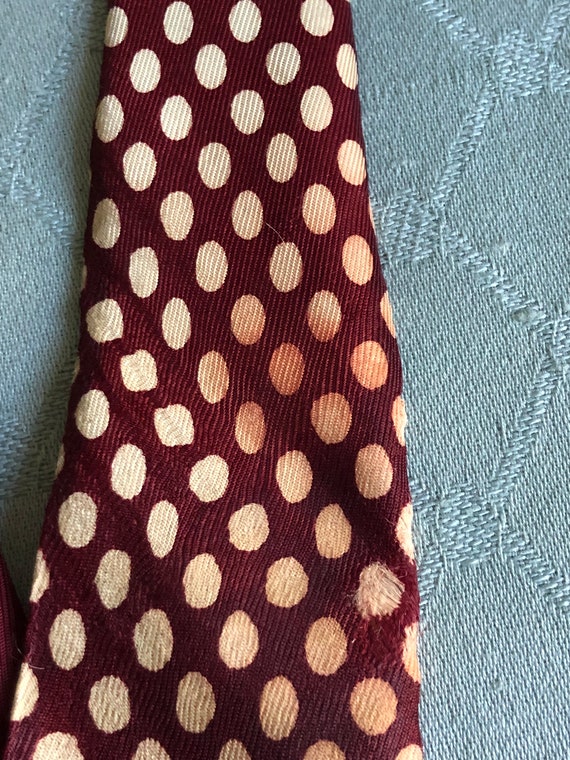 Lovely 1940 s Silk Necktie In Ruby Red & Salmon By Jo… - Gem