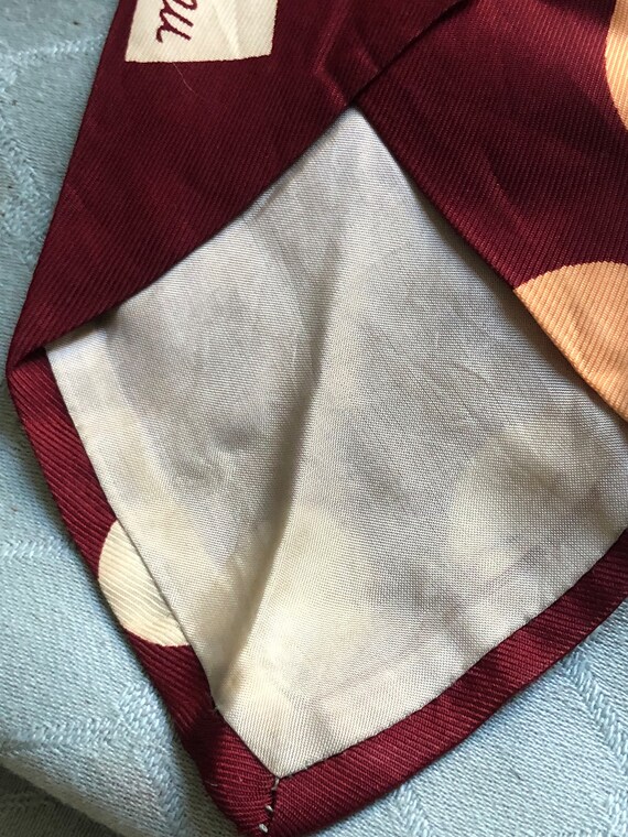 Lovely 1940 s Silk Necktie In Ruby Red & Salmon By Jo… - Gem