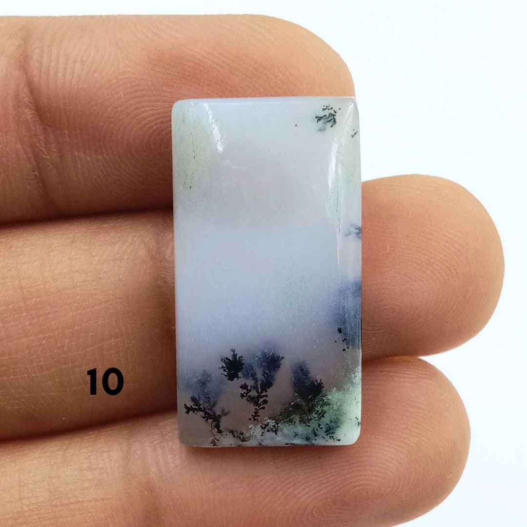 Dendrite Opal Gemstone Black White Design Dendrite Opal Cabochon, Flat ...