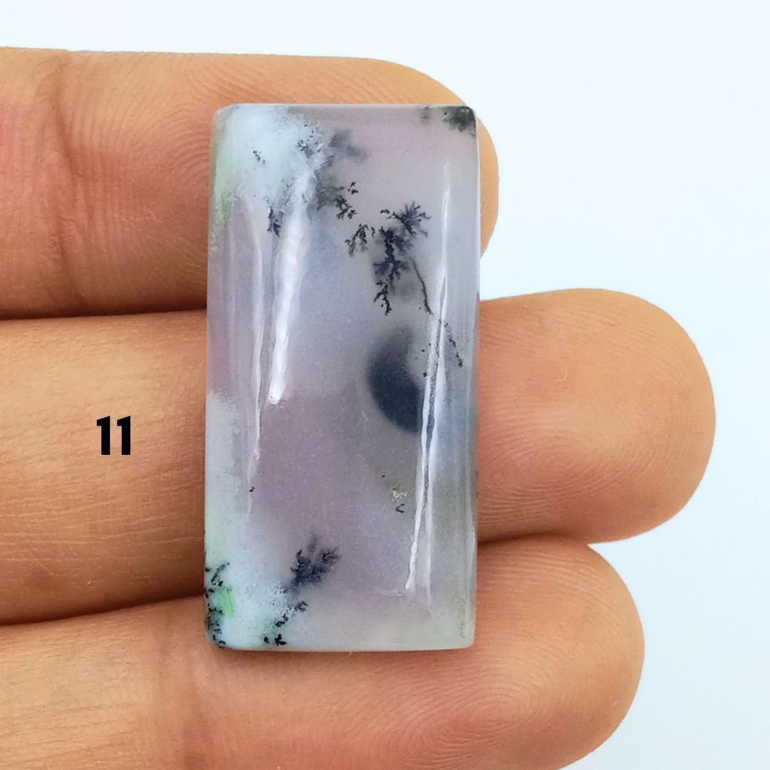 Dendrite Opal Gemstone Black White Design Dendrite Opal Cabochon, Flat ...