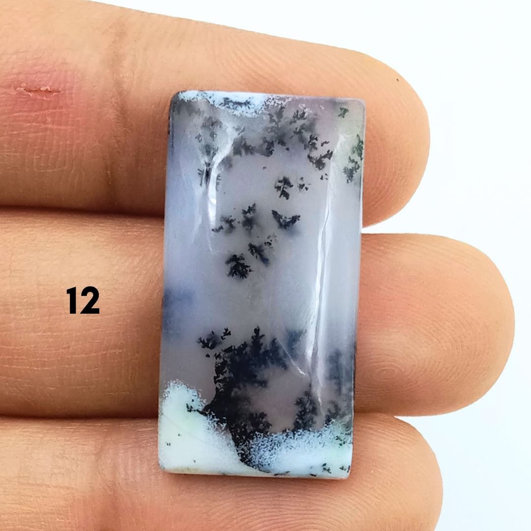 Dendrite Opal Gemstone Black White Design Dendrite Opal Cabochon, Flat ...