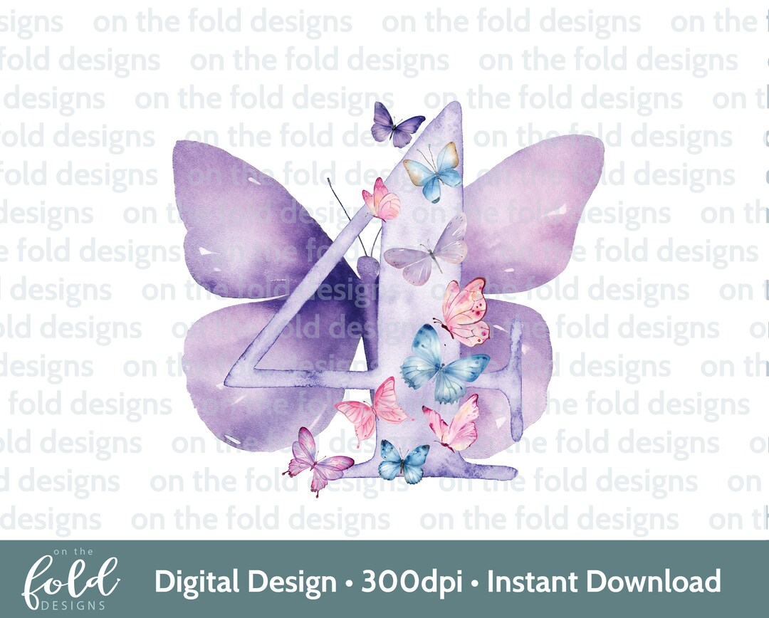 Butterfly Clipart 4th Birthday Number Four Lilac Purple Image PNG ...