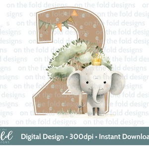 Safari 2nd Birthday, Clipart, Number Two PNG, Jungle Animal Sublimation ...
