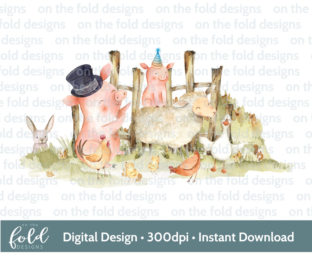Farm Animal Clipart, Sublimation, Farmyard Fun, Birthday Printable, Png ...