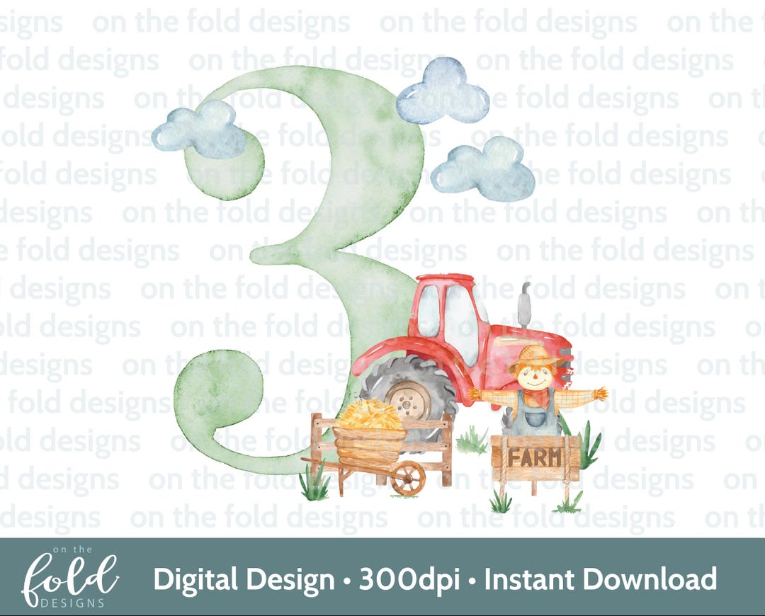 Farm Clipart Number Three Red Tractor Scarecrow Png Clipart Design ...
