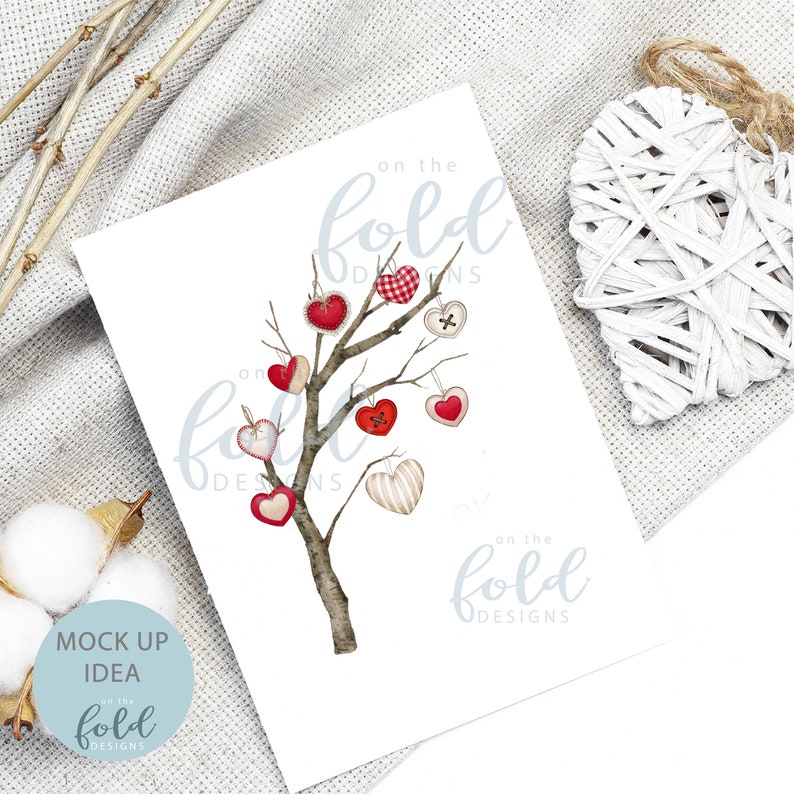 Valentine Heart String Tree Branch for Personalisation Png Instant ...