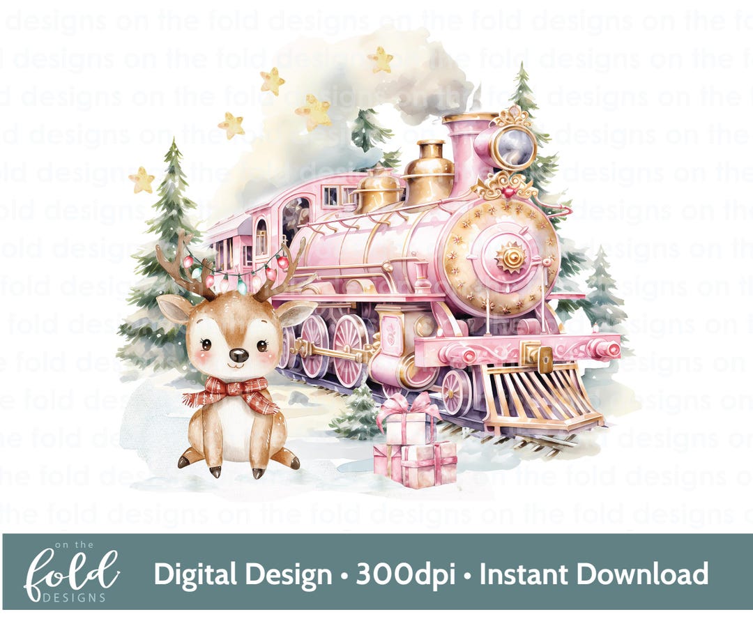 Polar Express Clipart Christmas Train Pink Gold Xmas Holiday T-shirt ...