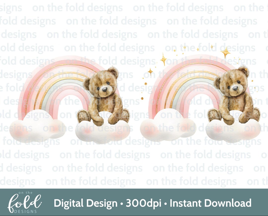 Teddy Bear Rainbow Clipart PNG Baby Pink Girl Transparent Background ...