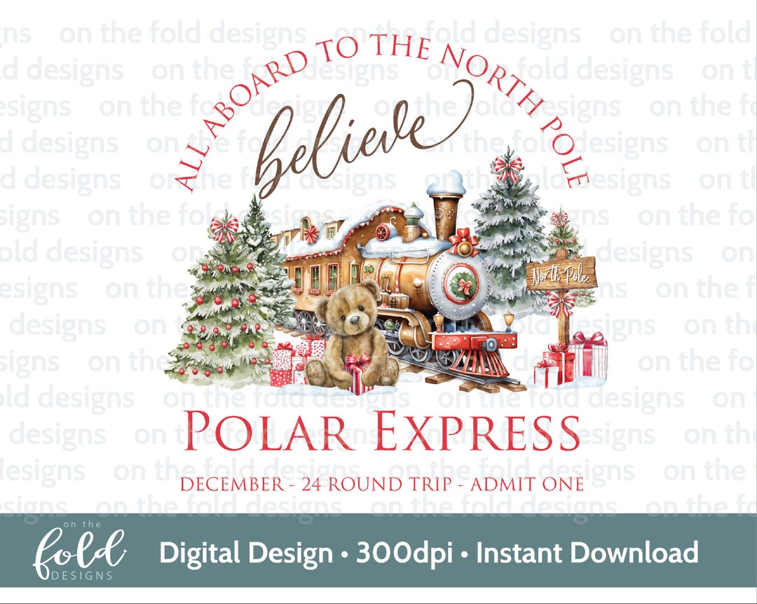 Polar Express Polar Express Teddy Clipart Sublimation Rafting Card ...