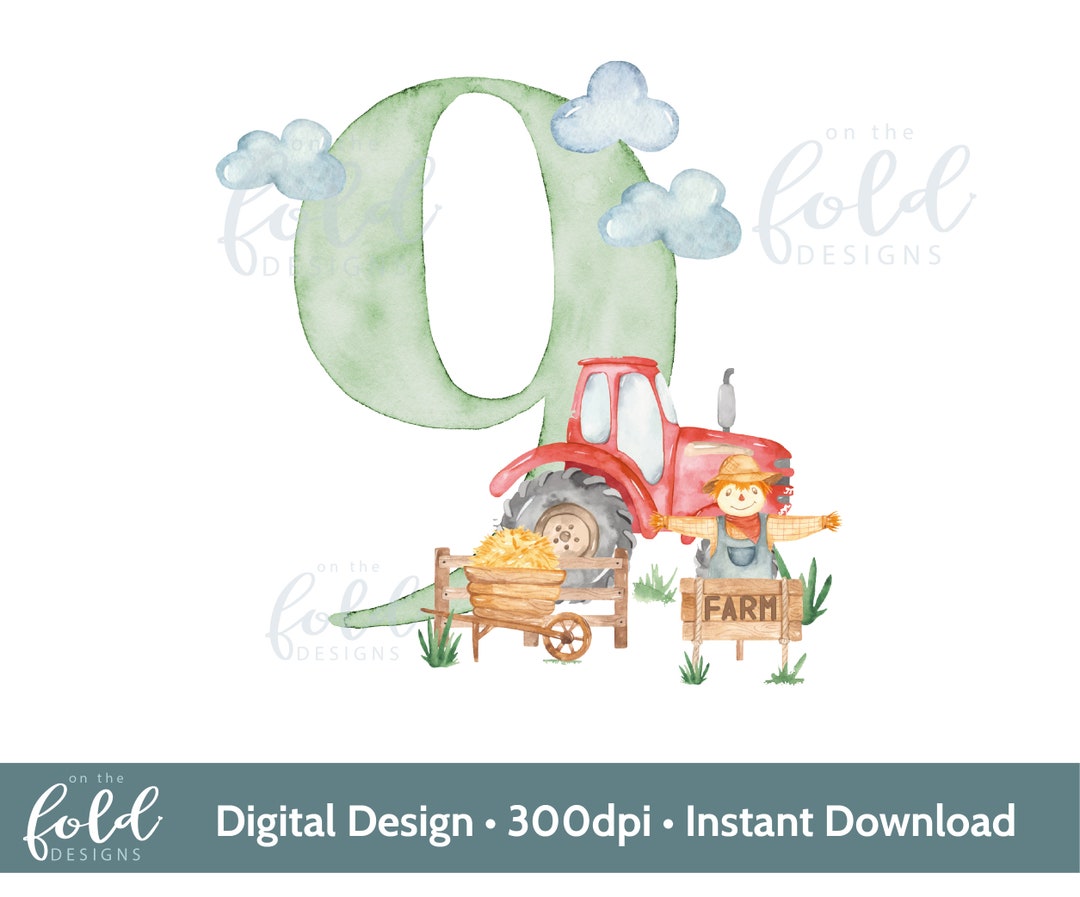 Number Nine Birthday, Red Tractor, Scarecrow Png Clipart Design ...